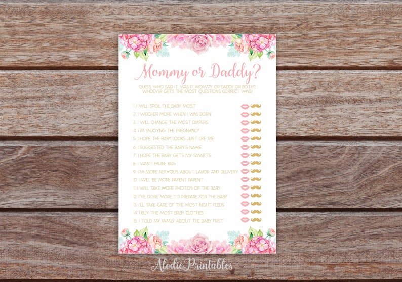 Baby Shower Games Guess Who Mommy or Daddy Game Mom or Dad - Etsy