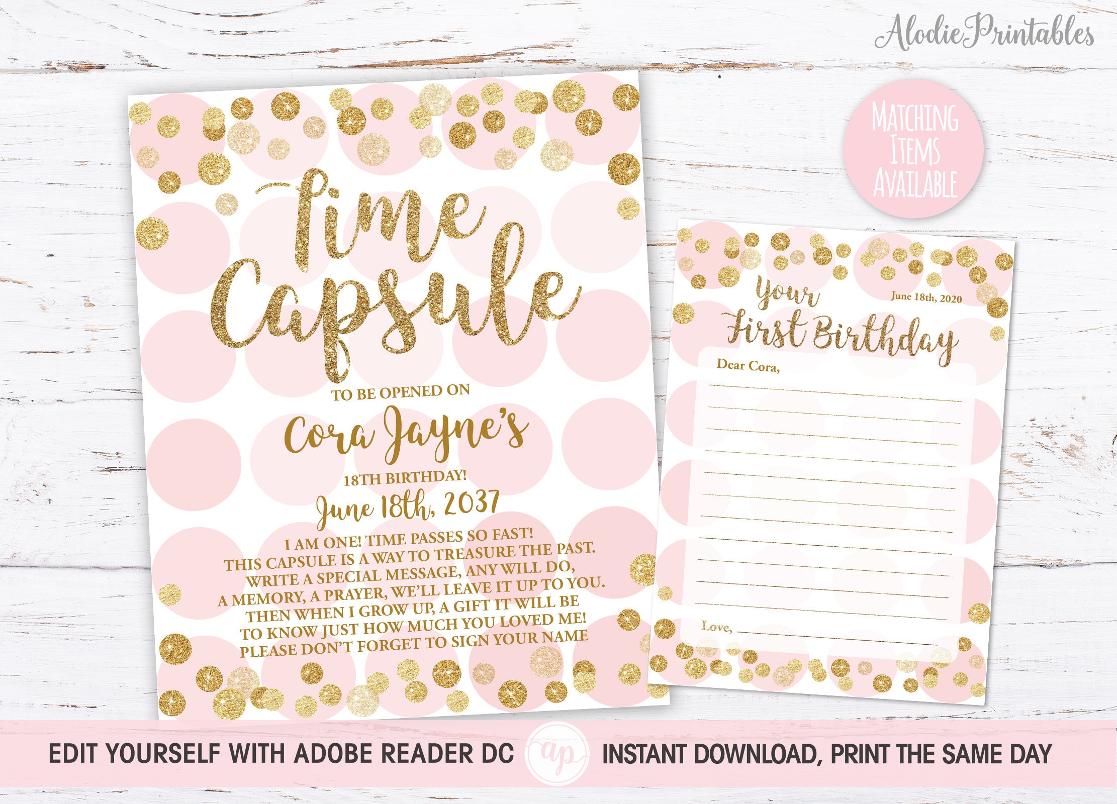 Time Capsule Kit Template Sign and Note Card Editable - Etsy