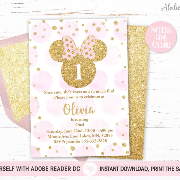 Minnie Mouse 1st Birthday Invitation - Etsy