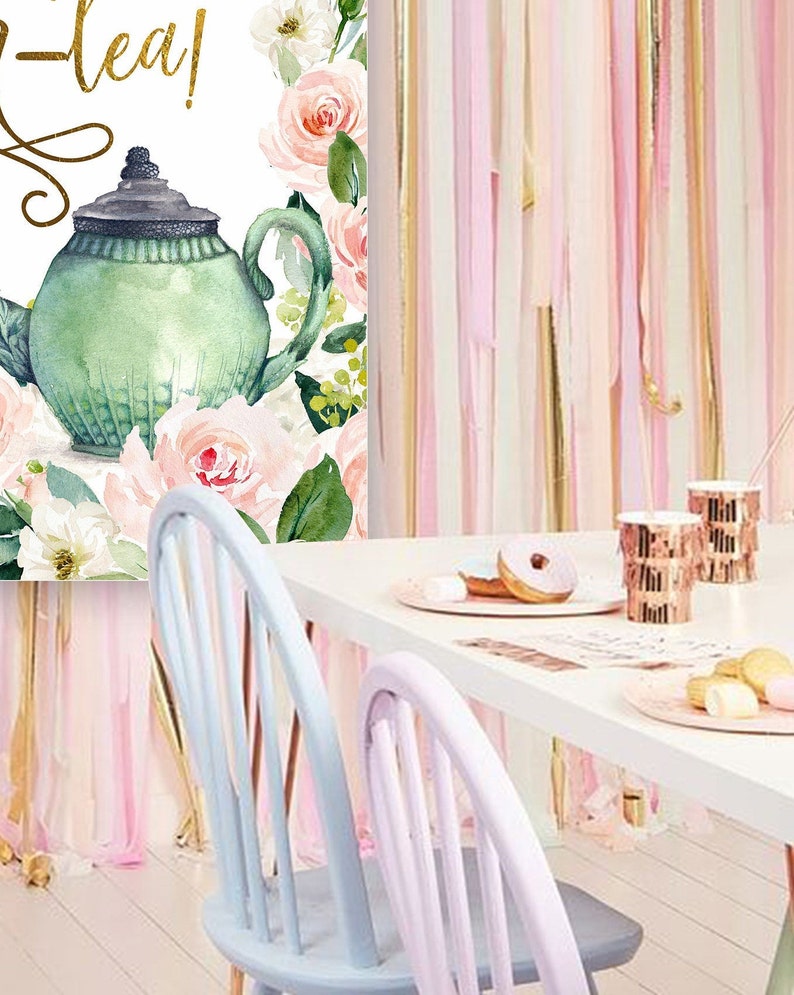 TEA PARTY Sign Printable Let's Par-tea Welcome Tea for - Etsy