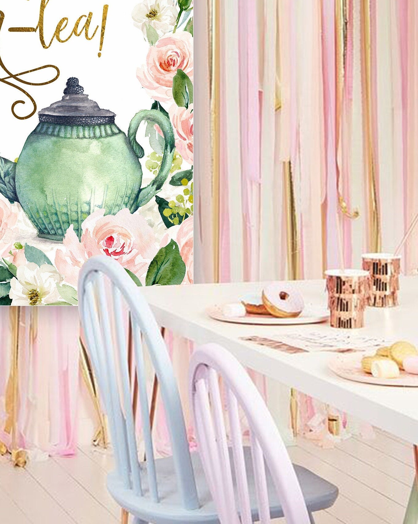 TEA PARTY Sign Printable Let's Par-tea Welcome Tea for - Etsy