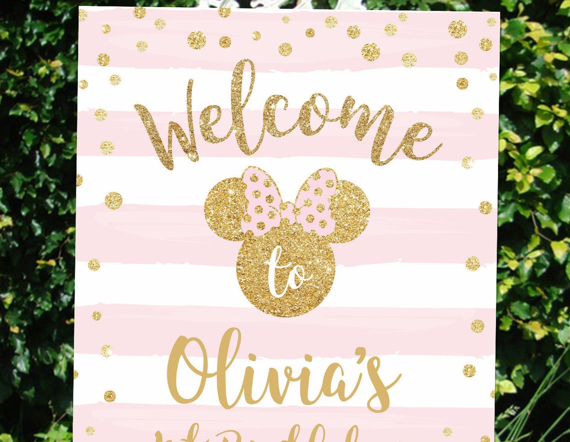 Welcome Sign Minnie Mouse Birthday Minnie Mouse Welcome | Etsy