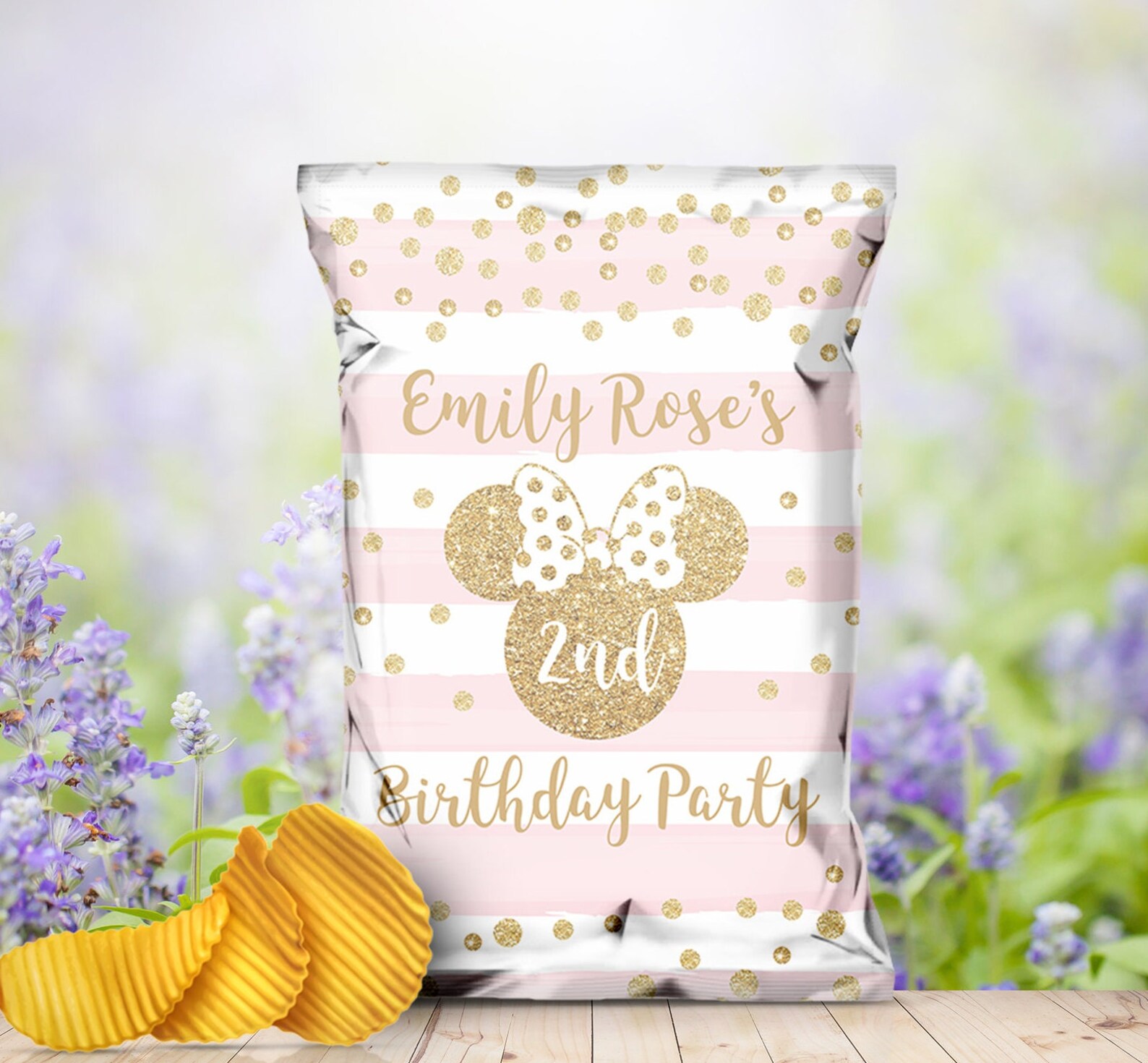 MINNIE MOUSE Potato Chip Bag Wrapper 1st Birthday Girl Potato - Etsy
