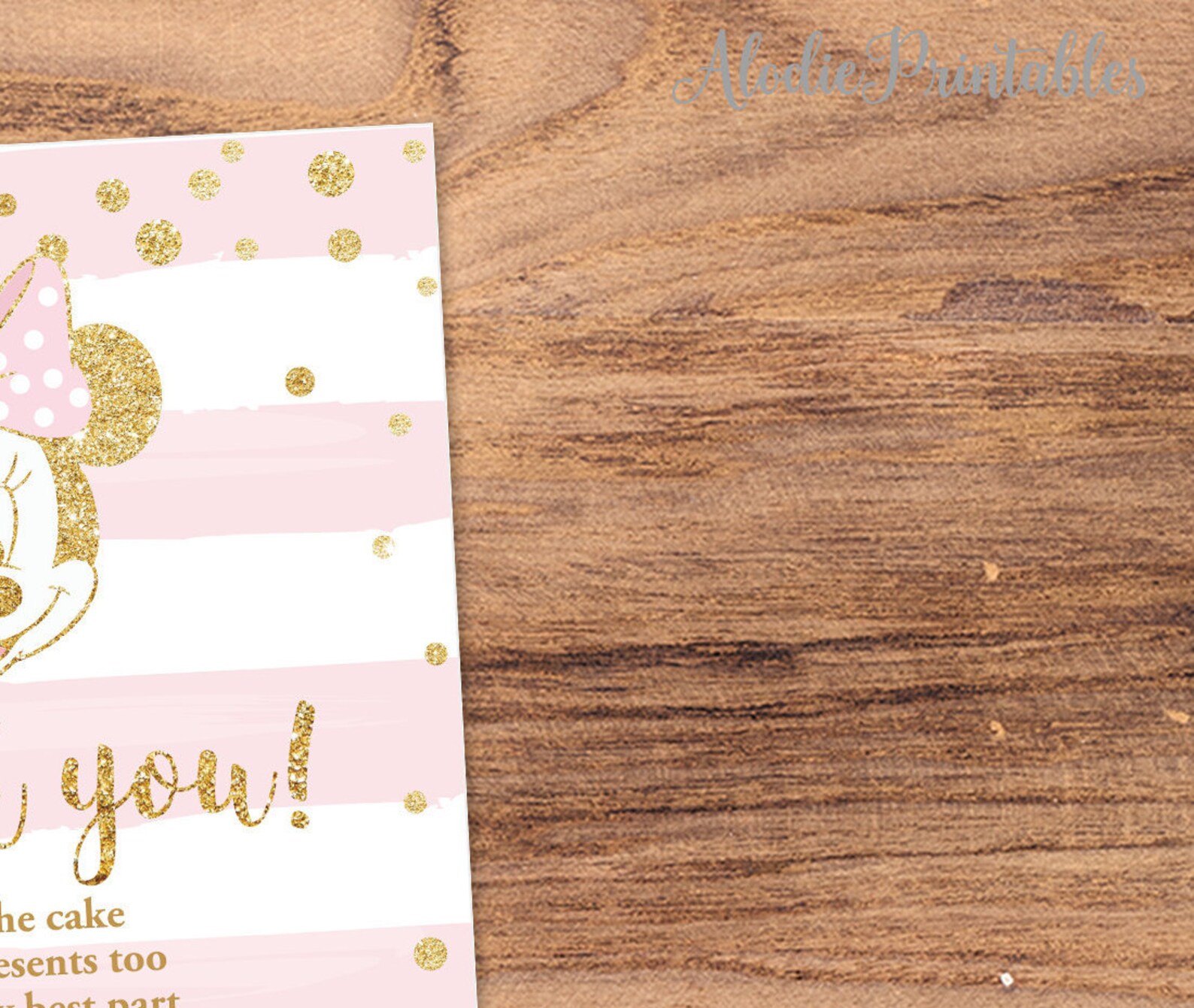 Thank You Card Minnie Mouse Thank You Note Template Oh - Etsy