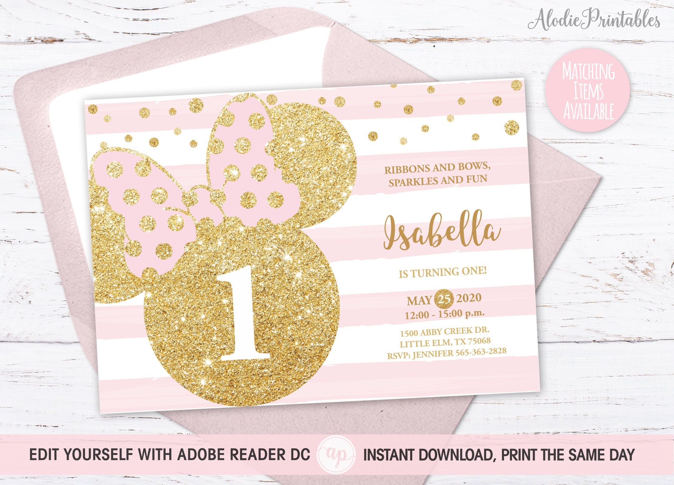 MINNIE MOUSE 1st Birthday Invitation First Birthday Invite - Etsy