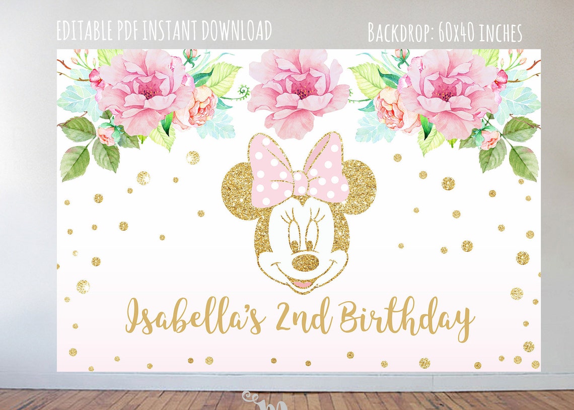 MINNIE MOUSE Backdrop Minnie Mouse Editable PDF Wall Decal - Etsy