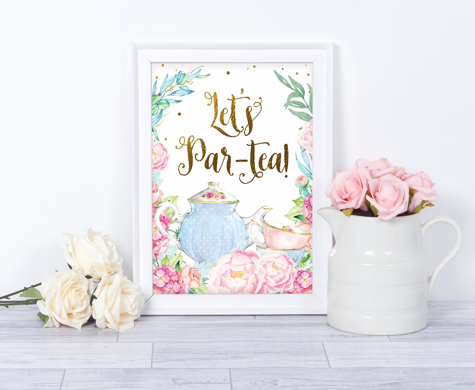 TEA PARTY Sign, Tea for Two Printable Poster, Instant Download Sign ...
