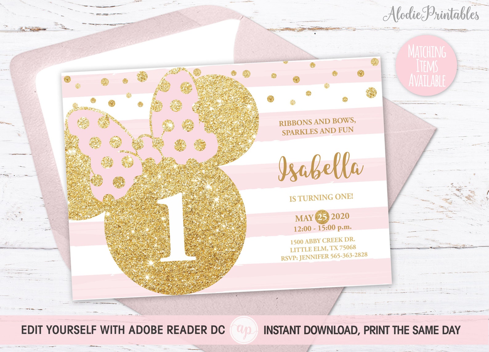 MINNIE MOUSE 1st Birthday Invitation First Birthday Invite - Etsy