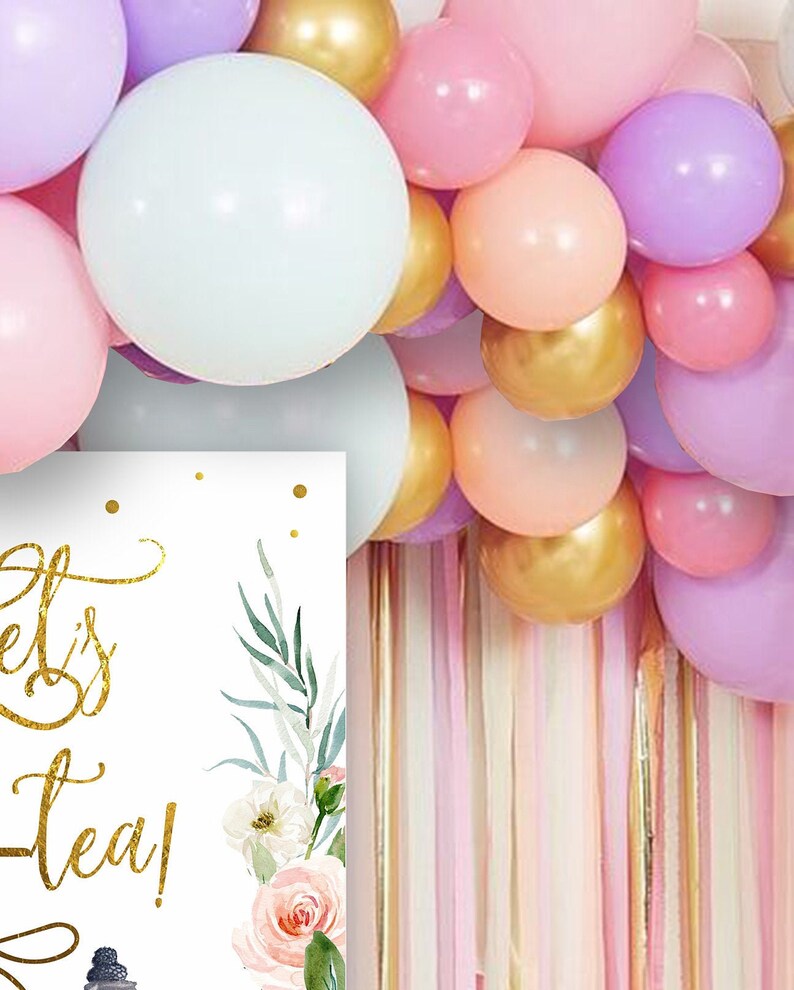 TEA PARTY Sign Printable Let's Par-tea Welcome Tea for - Etsy