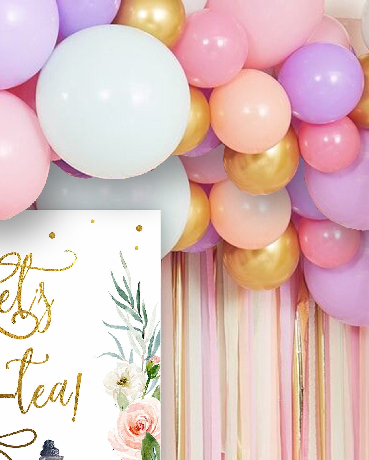 TEA PARTY Sign Printable Let's Par-tea Welcome Tea for - Etsy