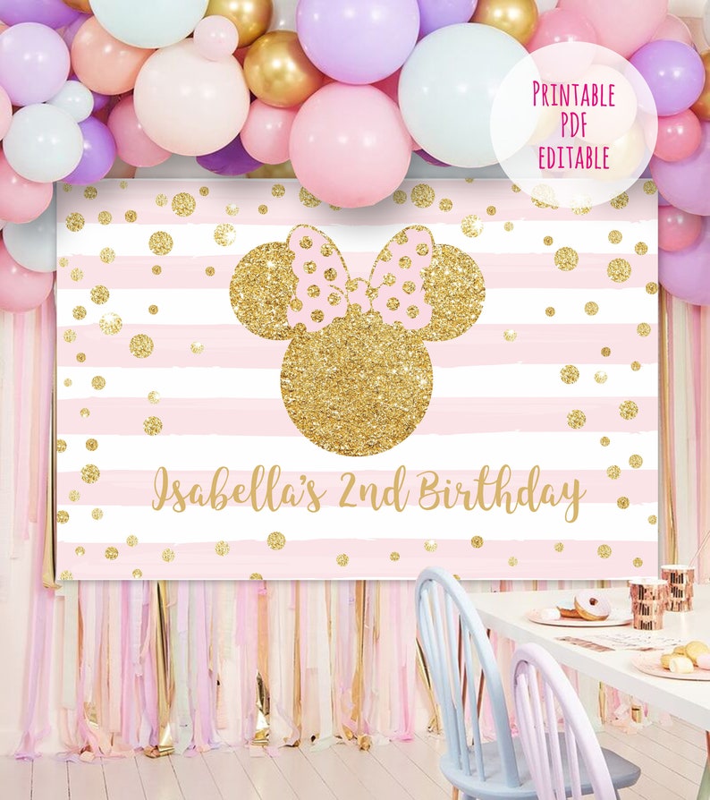 MINNIE MOUSE Backdrop Minnie Mouse Editable PDF Wall Decal | Etsy