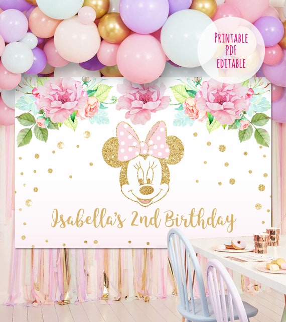 MINNIE MOUSE Backdrop Minnie Mouse Editable PDF Wall Decal | Etsy