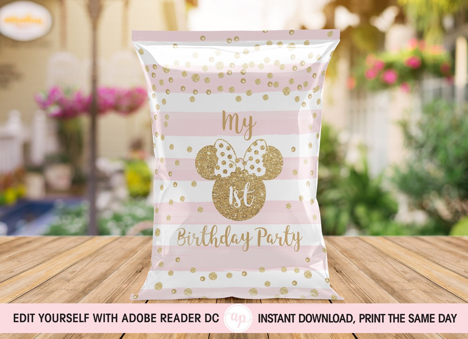 MINNIE MOUSE Potato Chip Bag Wrapper 1st Birthday Girl Potato - Etsy