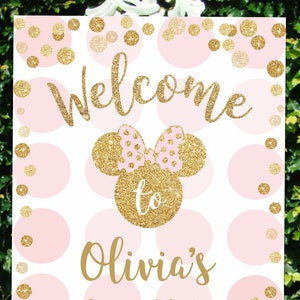 Welcome Sign Minnie Mouse Birthday, Minnie Mouse Welcome Poster ...