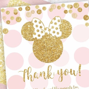 Minnie Mouse Thank You Card, Minnie Mouse Thank You Note, 1st Birthday ...