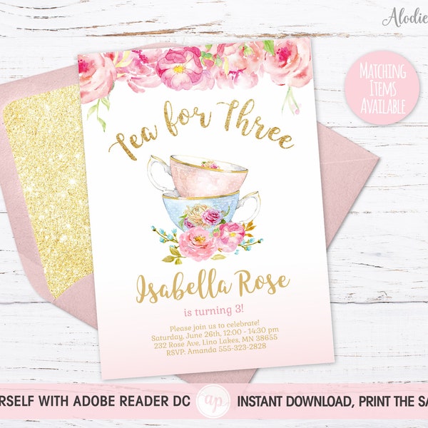 Tea for Three Party Invitation - Etsy