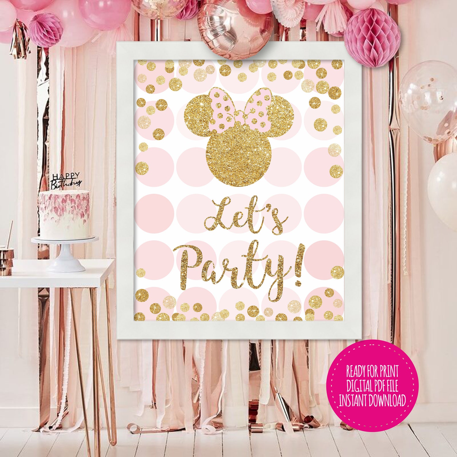 MINNIE MOUSE Sign Let's Party Party Poster Minnie Mouse - Etsy