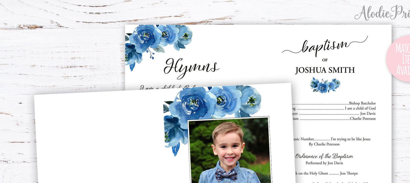 LDS Baptism Program Printable Photo Template lds boy | Etsy