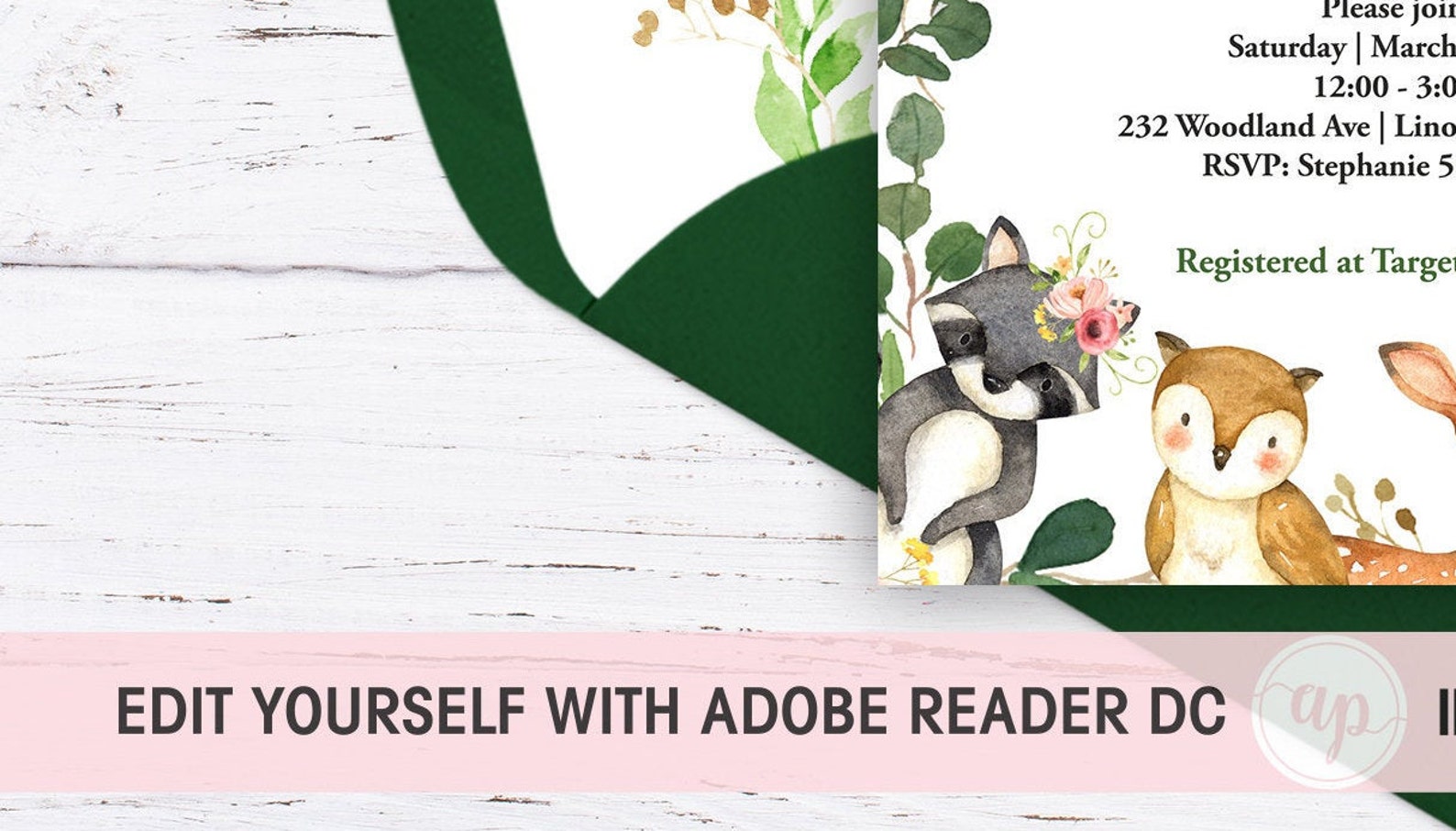 Woodland Invitation Woodland Animals Invite Woodland Baby - Etsy