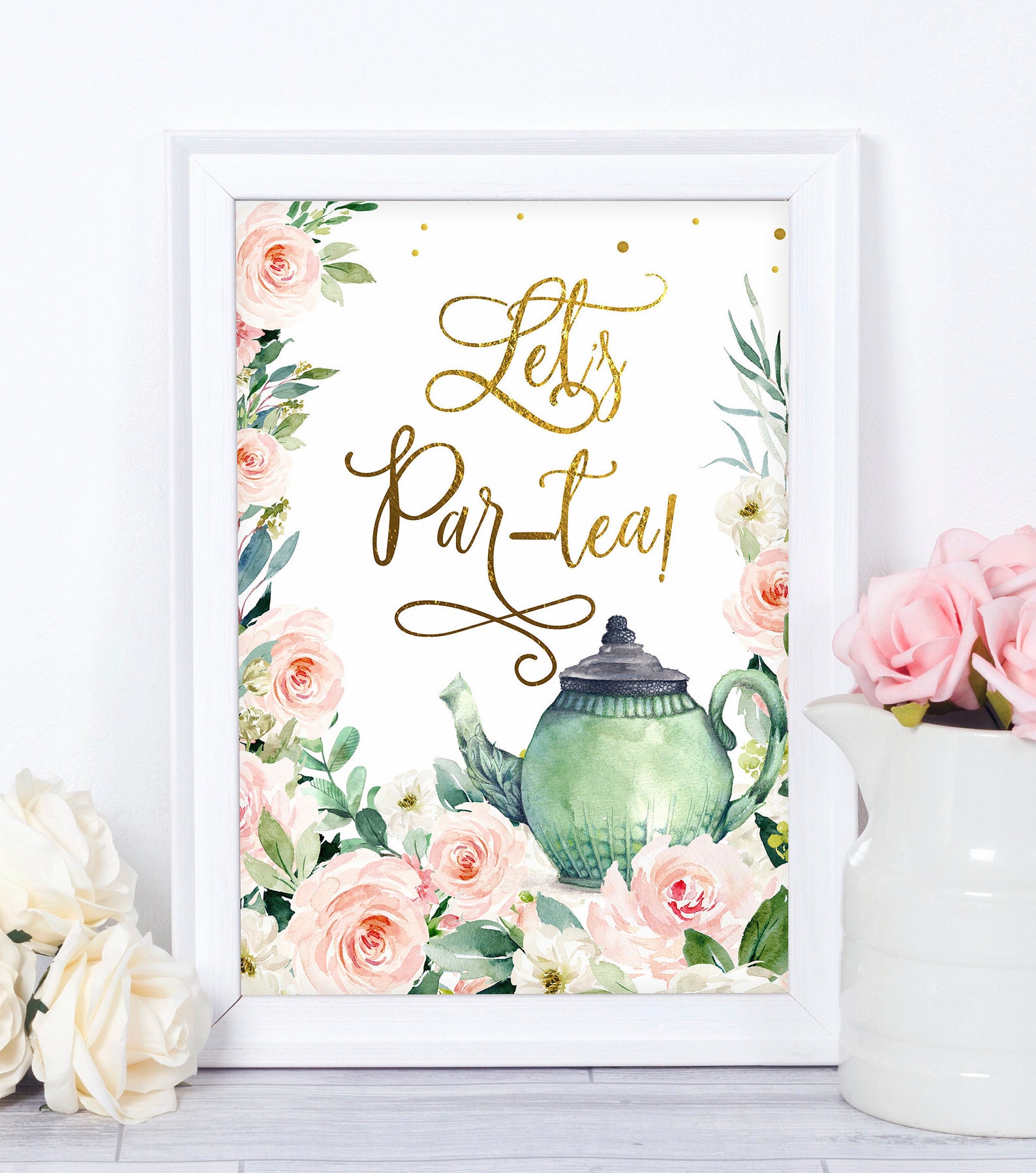 TEA PARTY Sign Printable Let's Par-tea Welcome Tea for - Etsy