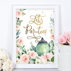 TEA PARTY Sign Printable Let's Par-tea, Welcome Tea for Two Printable ...