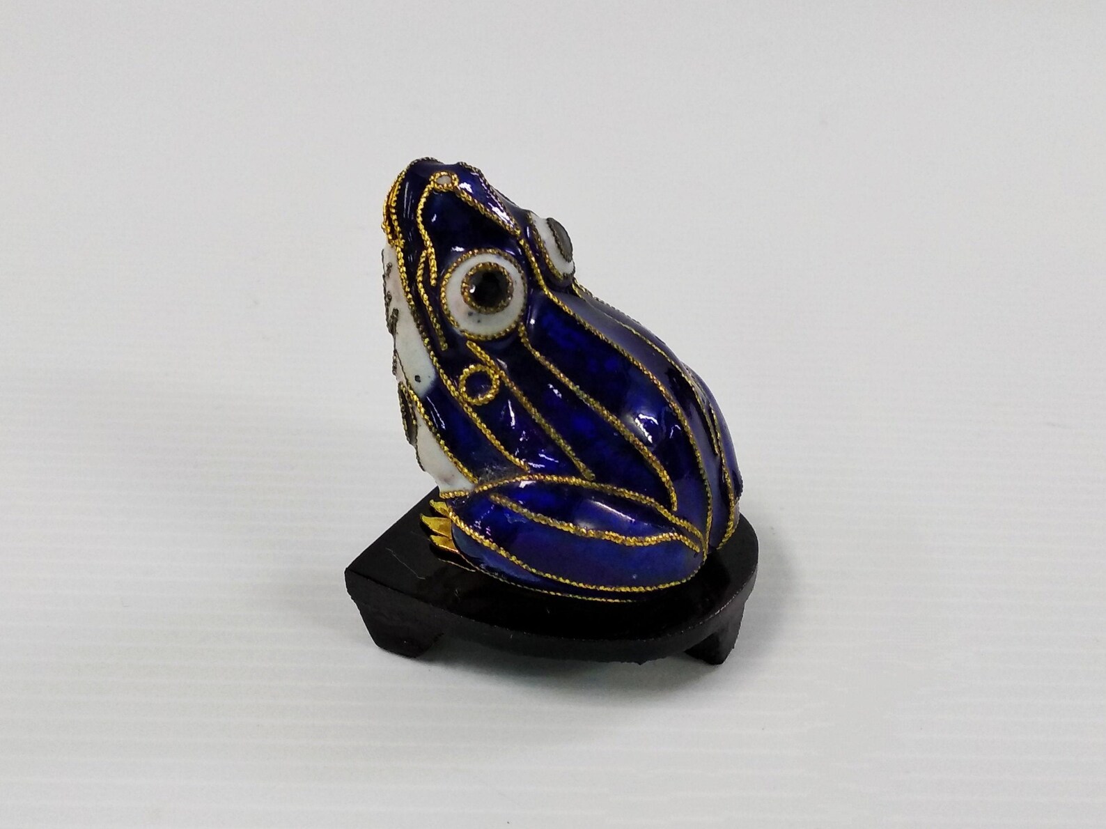 Vintage Chinese Cloisonne Small Frog Toad Figurine,gold Plated Copper ...