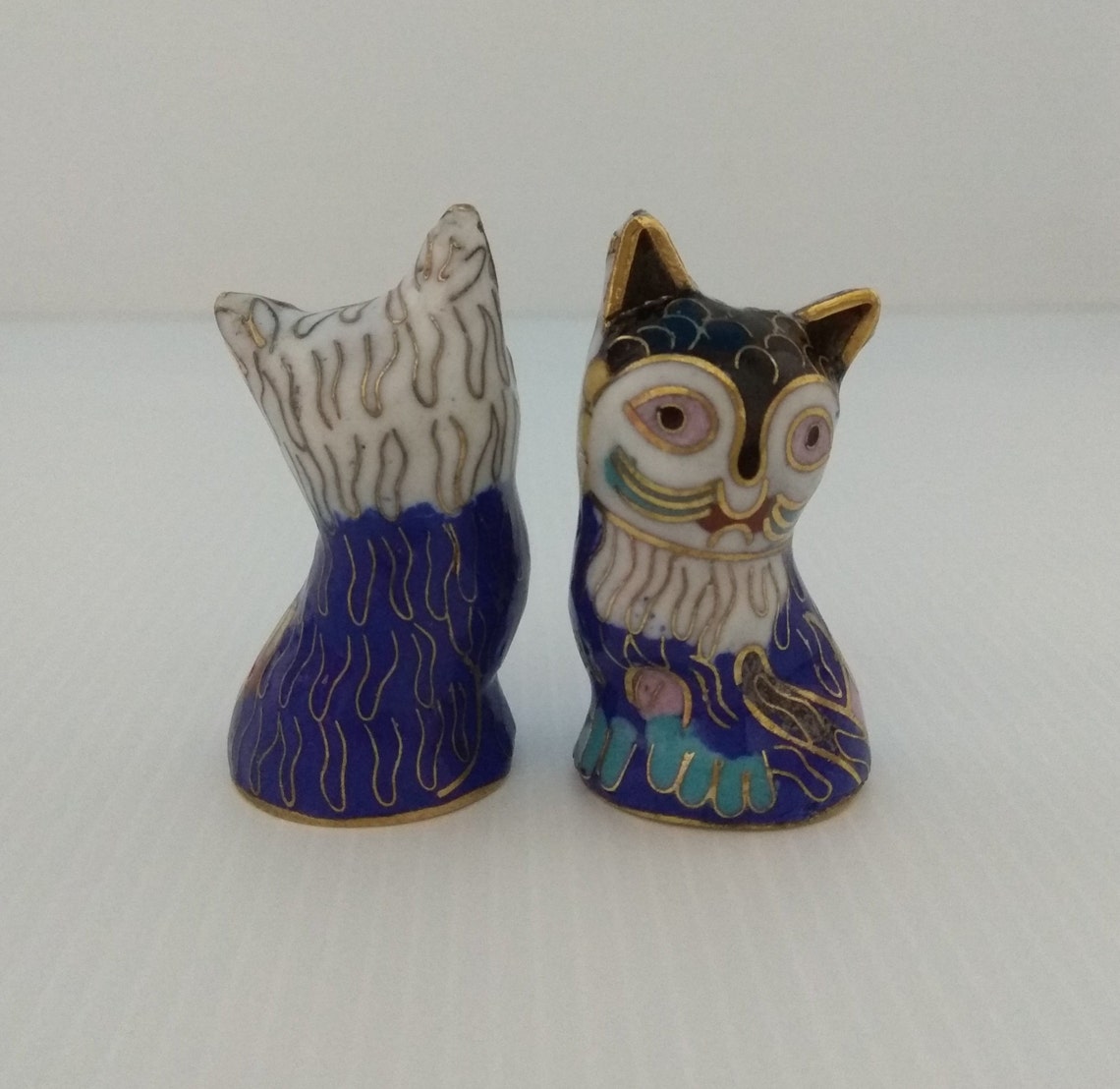 Vintage Chinese Cloisonne Mini Cat Figurine,small Cat Copper Statue ...