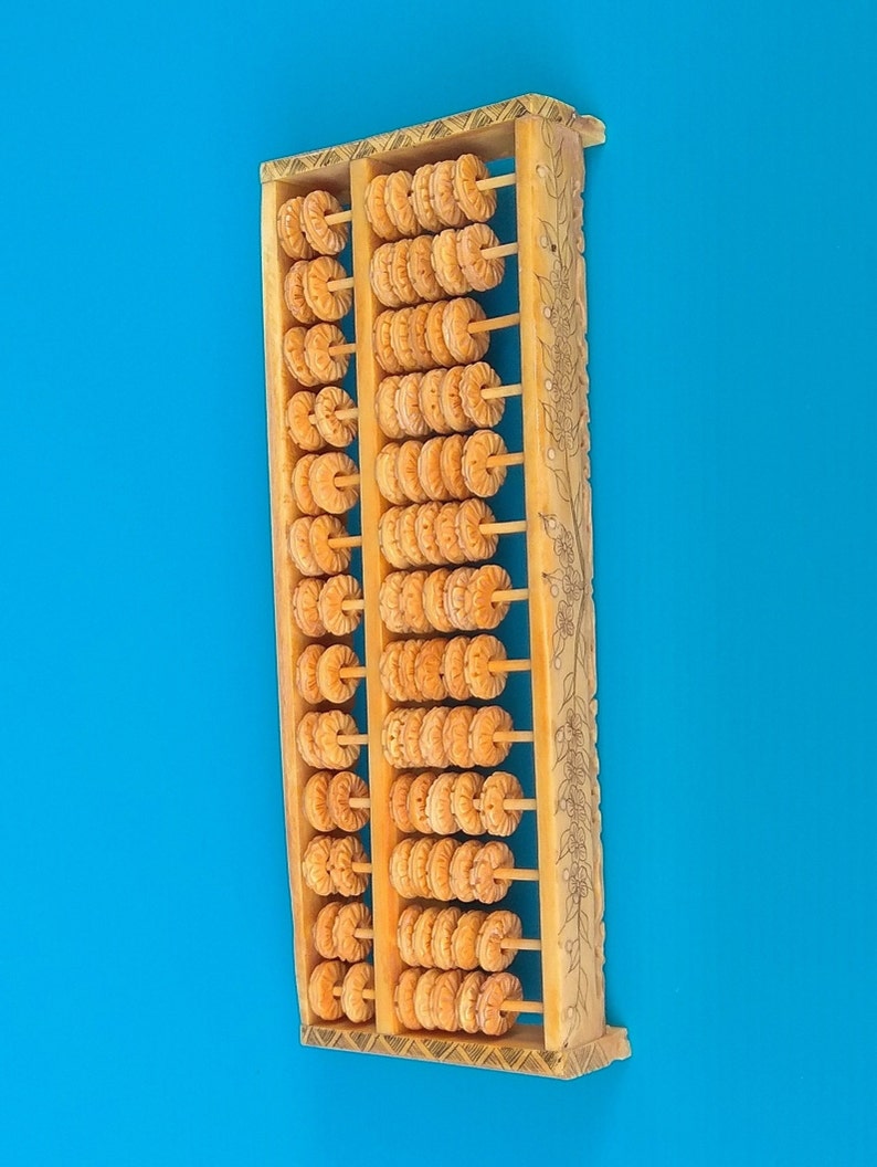 Vintage Collectible Chinese Handmade Carved Bone Abacus, Oriental ...