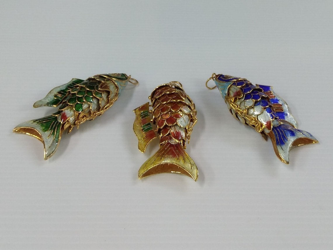 Vintage Chinese Cloisonne Handmade Articulated Fish Pendant | Etsy