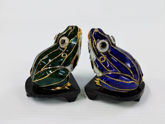 Vintage Chinese Cloisonne Small Frog Toad Figurinegold Plated - Etsy