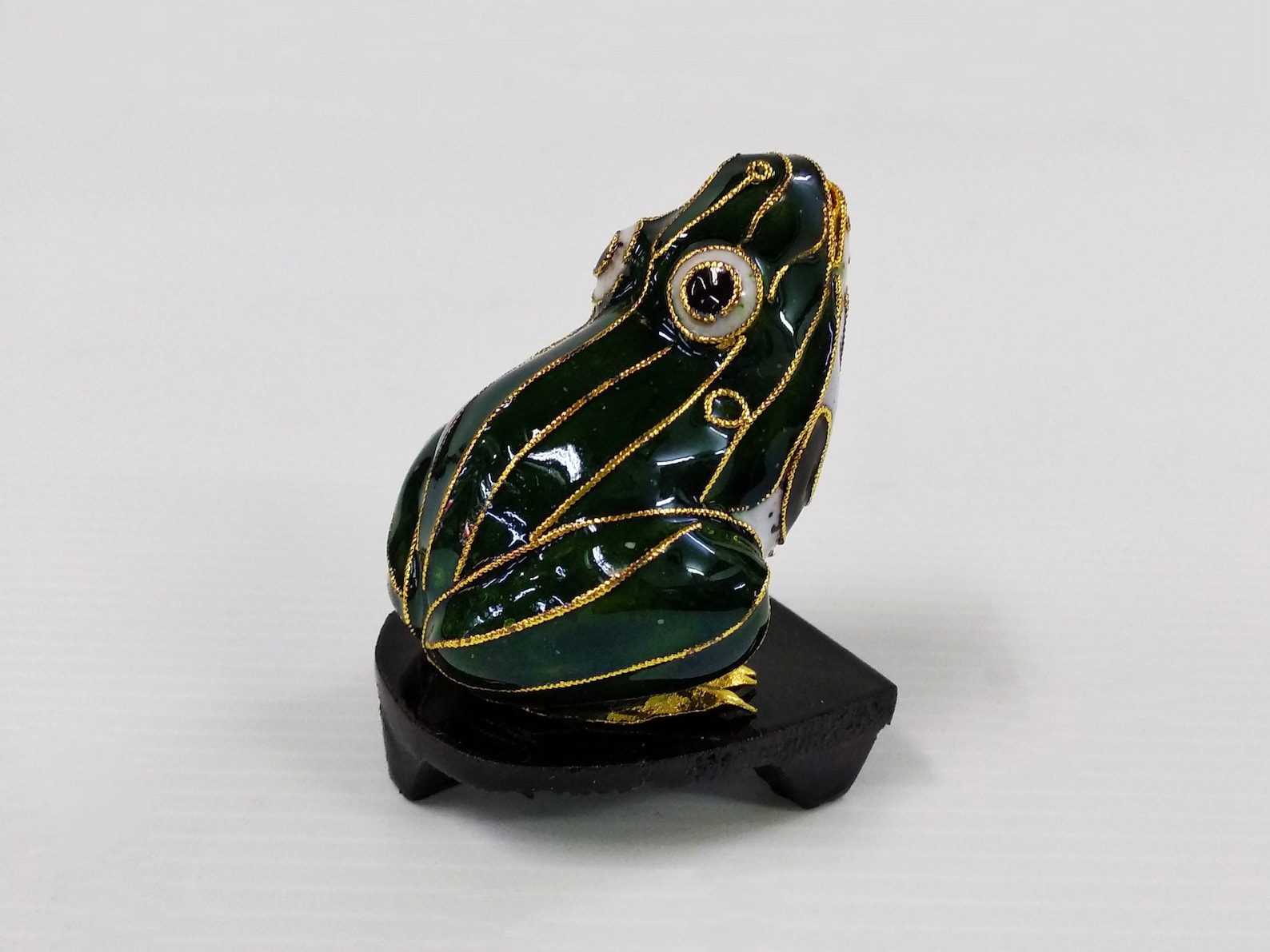 Vintage Chinese Cloisonne Small Frog Toad Figurine,gold Plated Copper ...