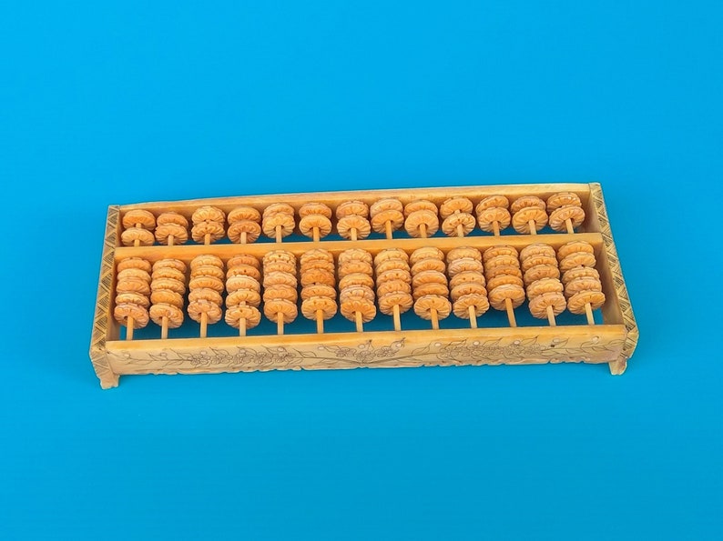 Vintage Collectible Chinese Handmade Carved Bone Abacus, Oriental ...