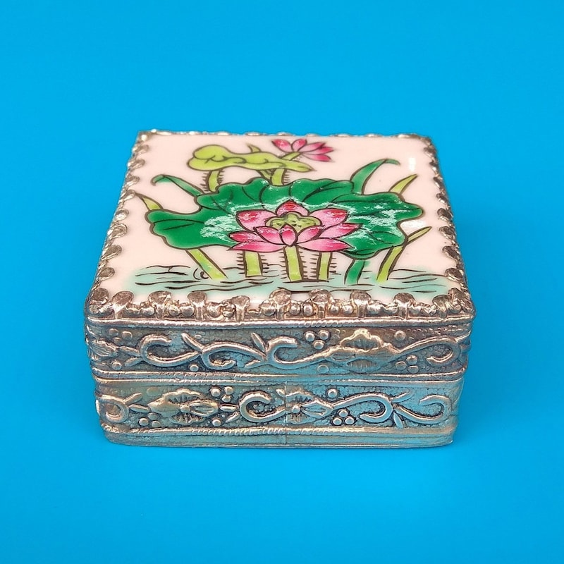 Asian Porcelain Trinket Box - Etsy