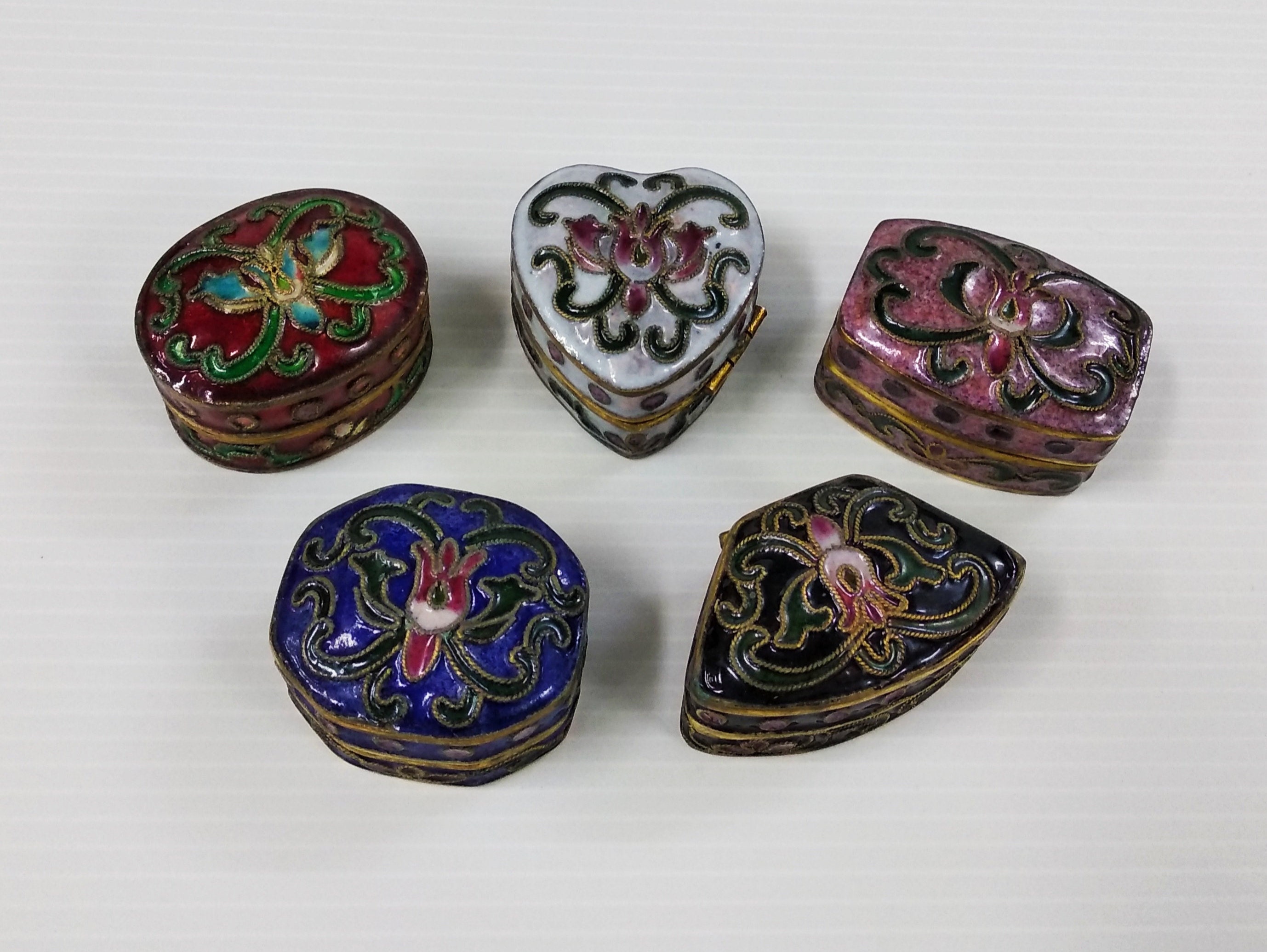 Collectibles Vintage Set of 2 Cloisonne Miniature Trinket Boxes ...