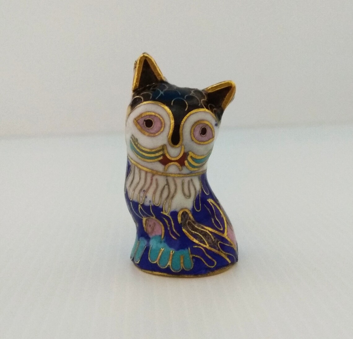 Vintage Chinese Cloisonne Mini Cat Figurine,small Cat Copper Statue ...