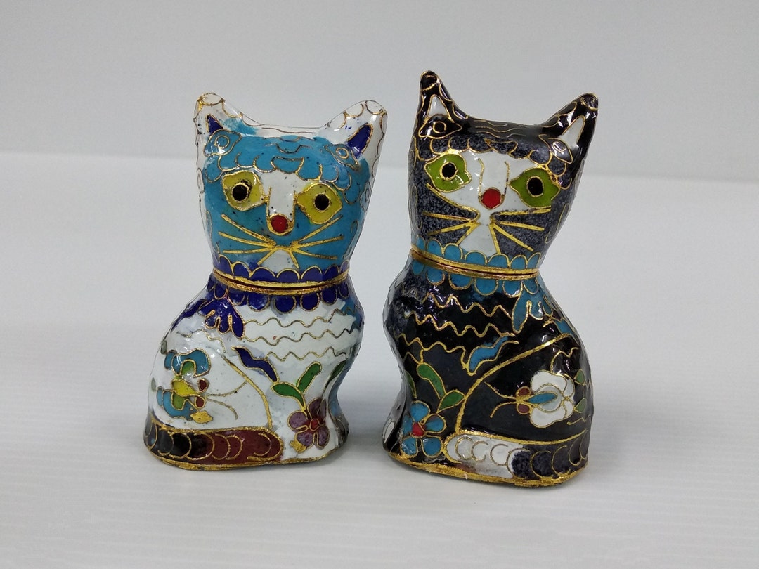Vintage Chinese Cloisonne Small Cat Statue - Etsy