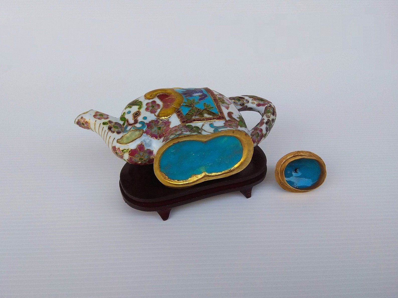 Vintage Chinese Cloisonne Elephant Statue Teapot, Hand-painted Flower ...