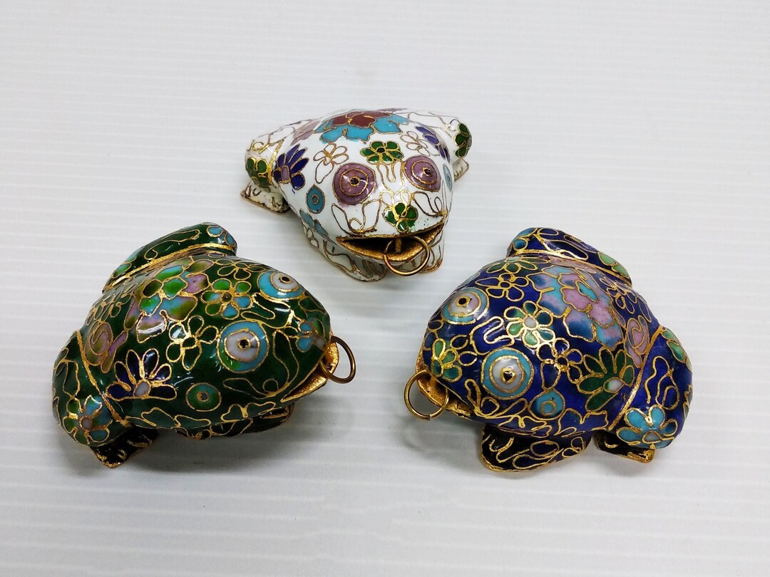 Vintage Chinese Cloisonne Mini Frog Toad Statue,gold-plated Copper ...