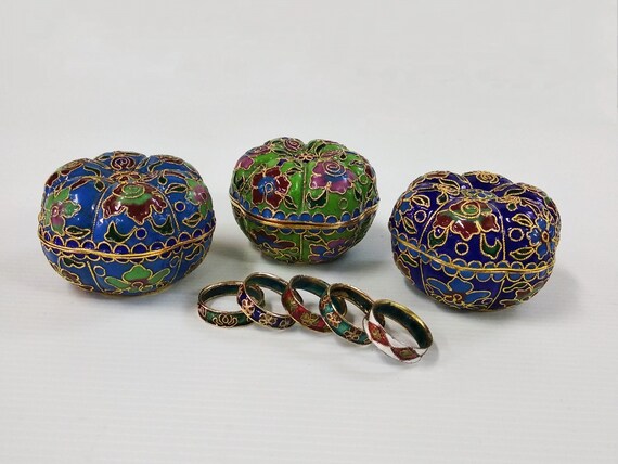 Small Cloisonne Boxes Chinese Small Round Cloisonne Ink Box With Gold