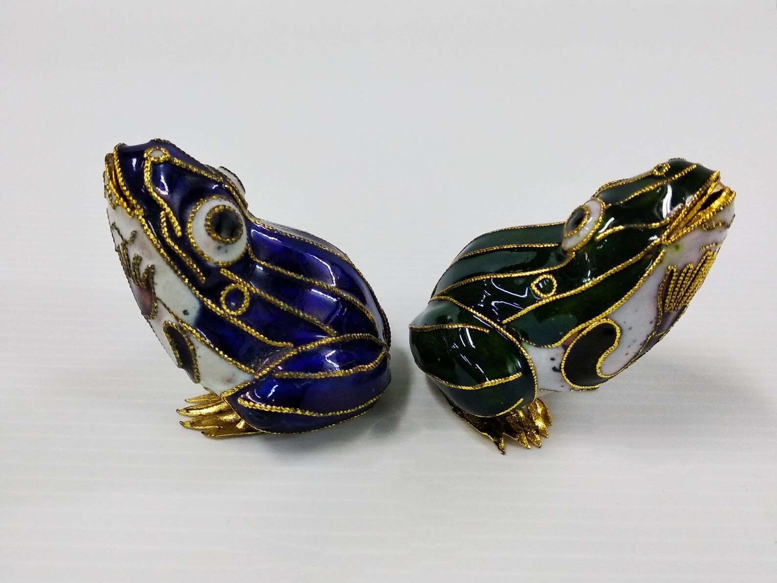 Vintage Chinese Cloisonne Small Frog Toad Figurine,gold Plated Copper ...