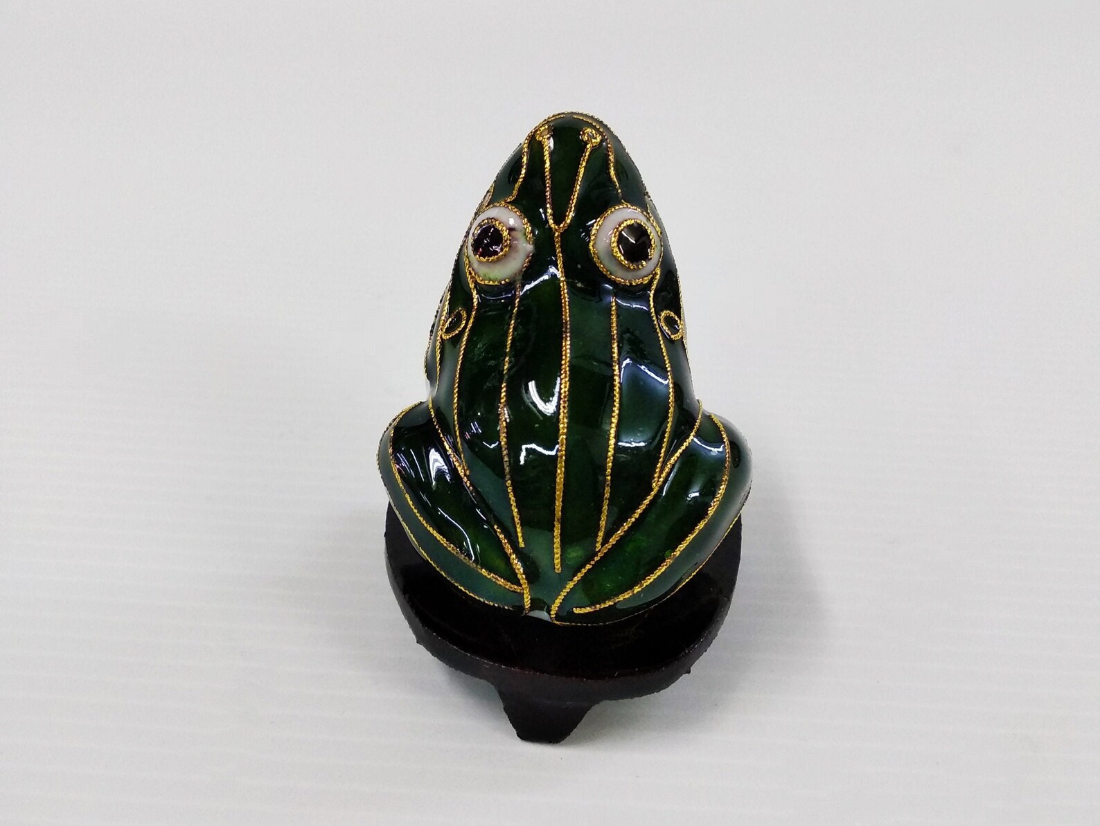 Vintage Chinese Cloisonne Small Frog Toad Figurine,gold Plated Copper ...