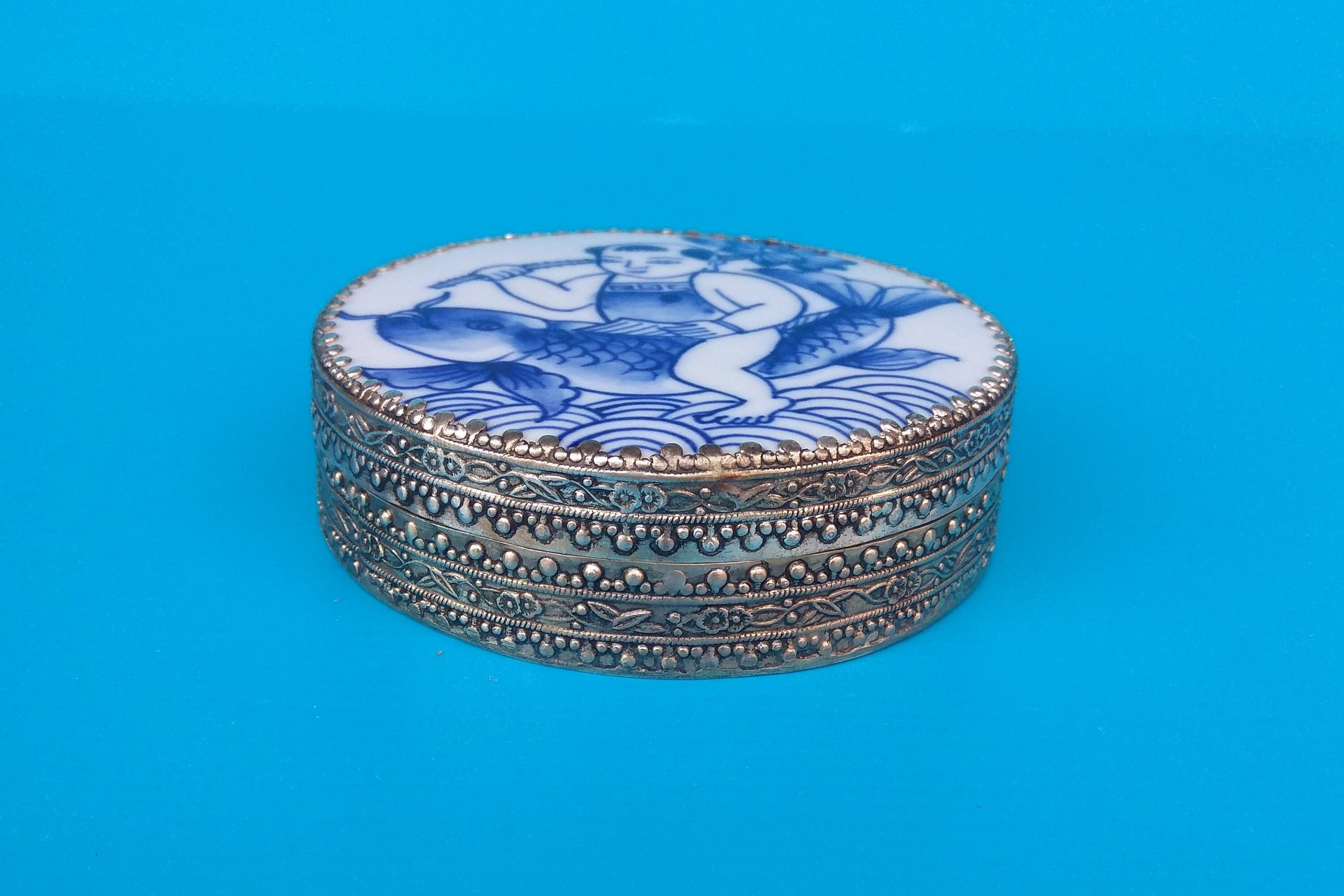 Vintage Chinese Silver-plated Big Round Trinket Jewelry Ring - Etsy