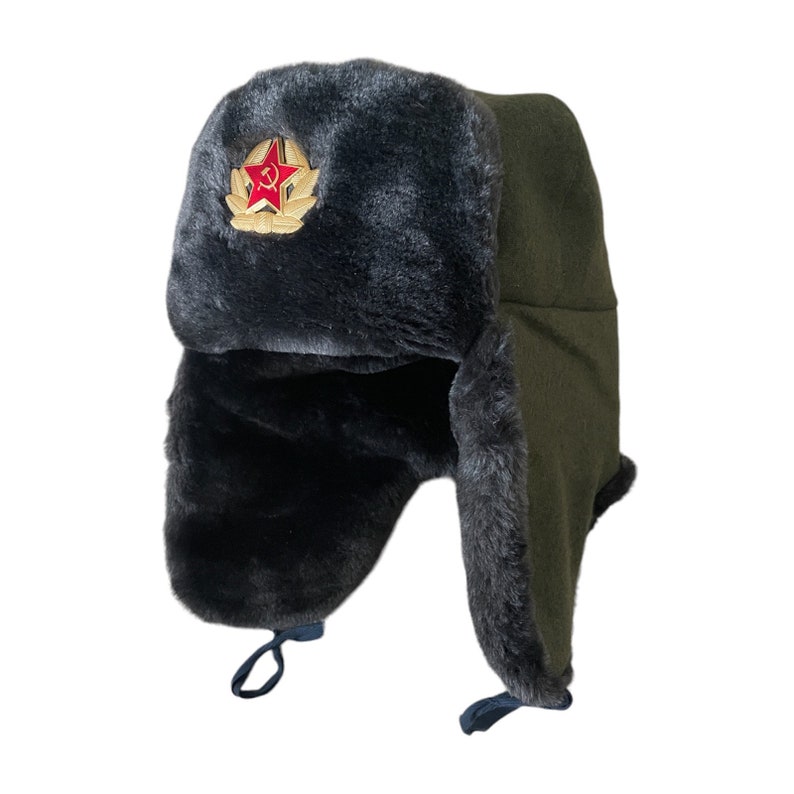 USSR Russian Military Style Grey Faux Fur Winter Ushanka Hat - Etsy