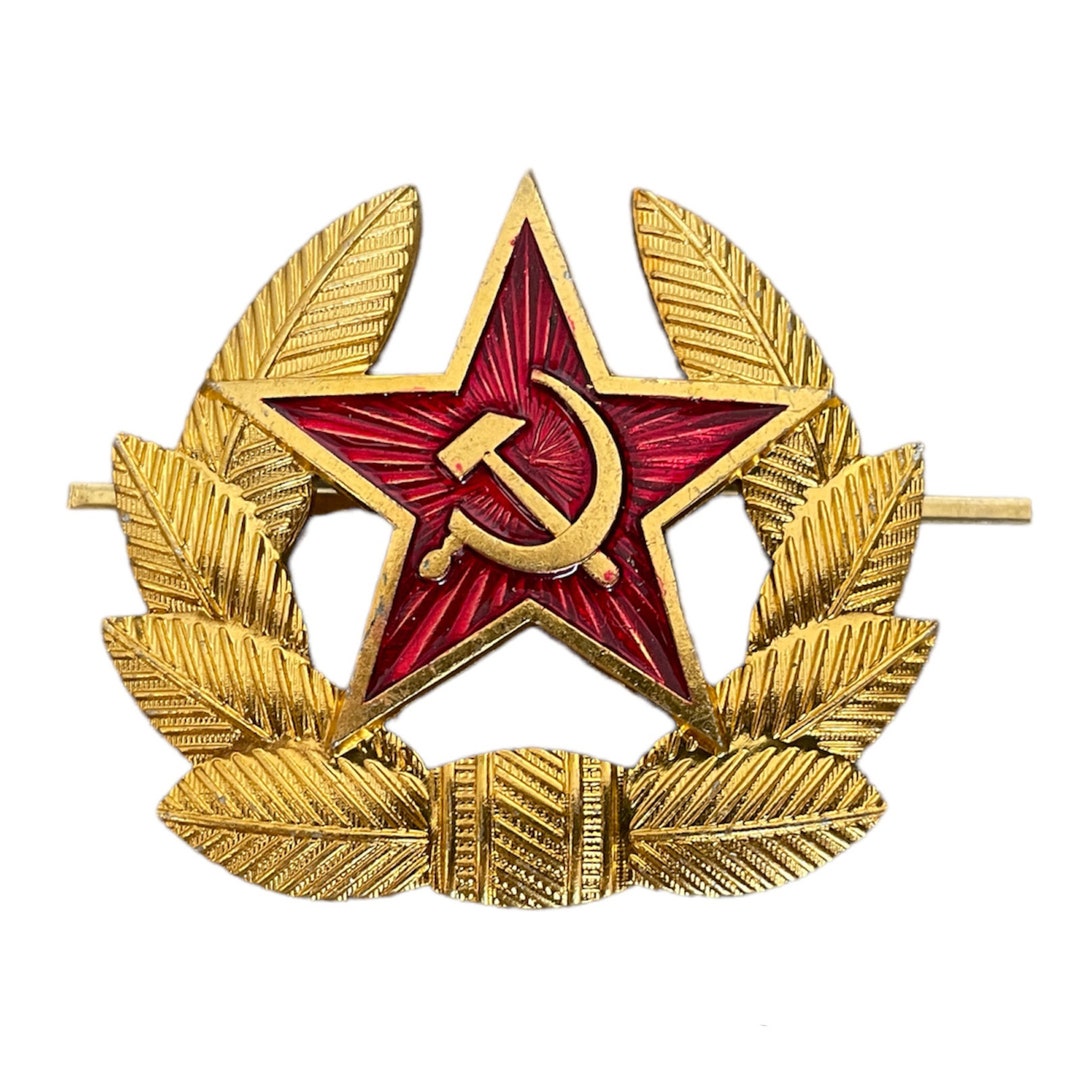 Soviet Russian Army Red Star Hammer & Sickle Hat Badge USSR Military ...