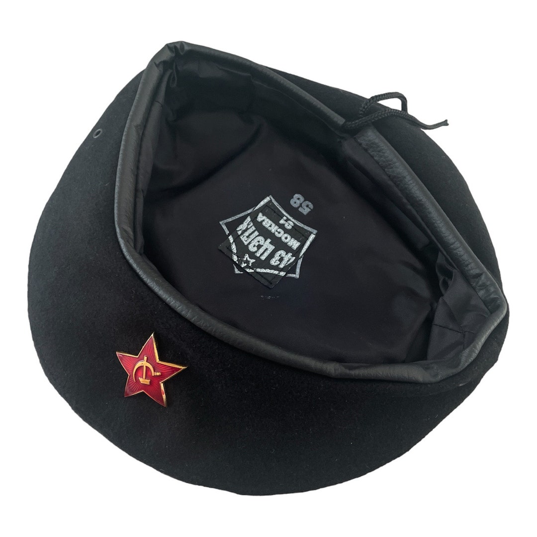 Black CHE Guevara Style Beret Hat Cap USSR Soviet Army Russian - Etsy