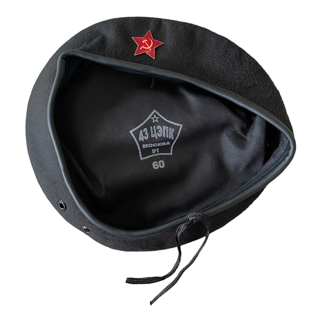 Black CHE Guevara Style Beret Hat Cap USSR Soviet Army Russian Red Star ...