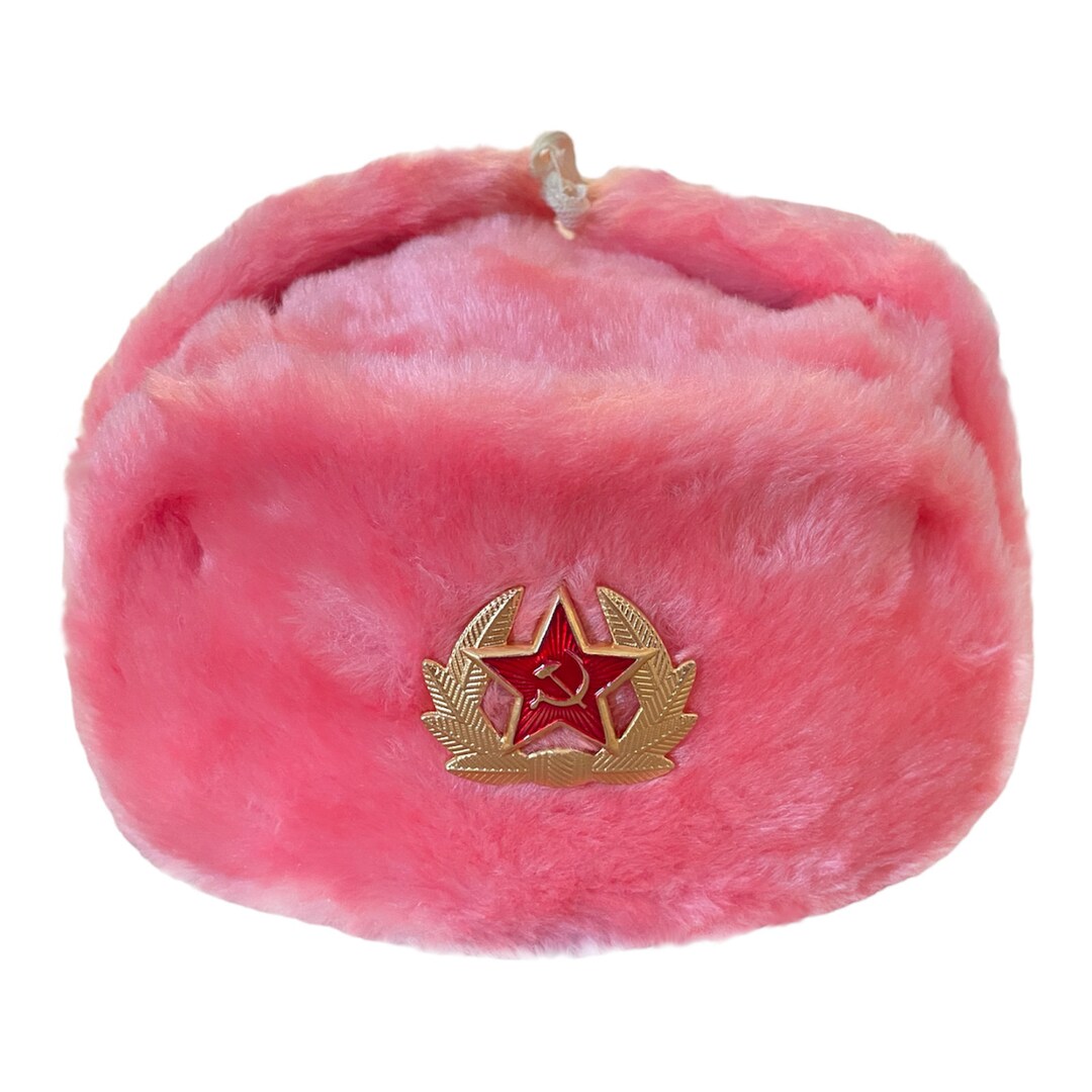 Authentic Russian Pink Ushanka Winter Hat Soviet USSR Army Pin Badge - Etsy