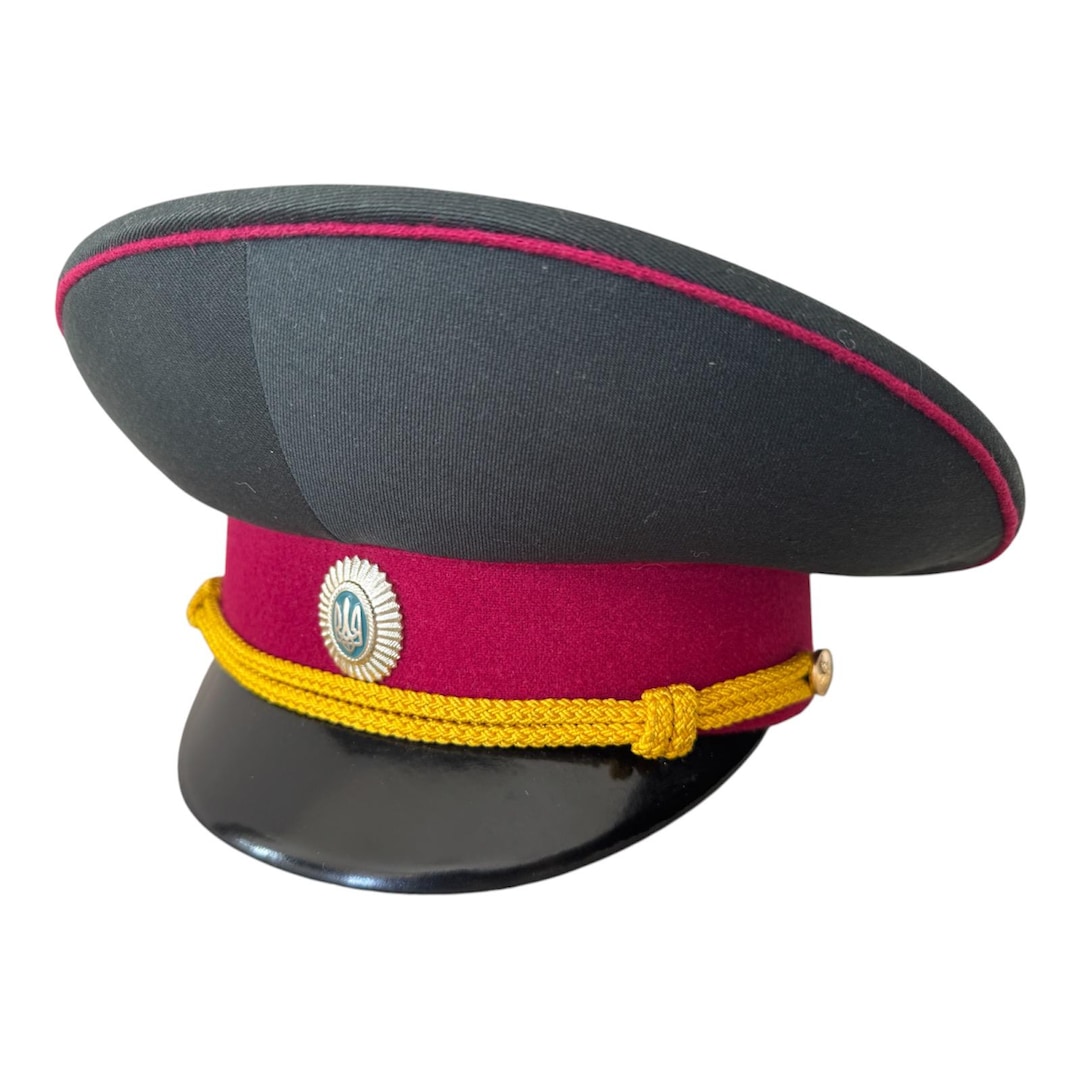 Vintage Ukraine Military Officer Uniform Peaked Cap Visor Hat Metal ...