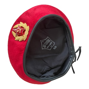 USSR Soviet Style Army Uniform Bright Red Spetsnaz Beret Cap Hat Badge ...