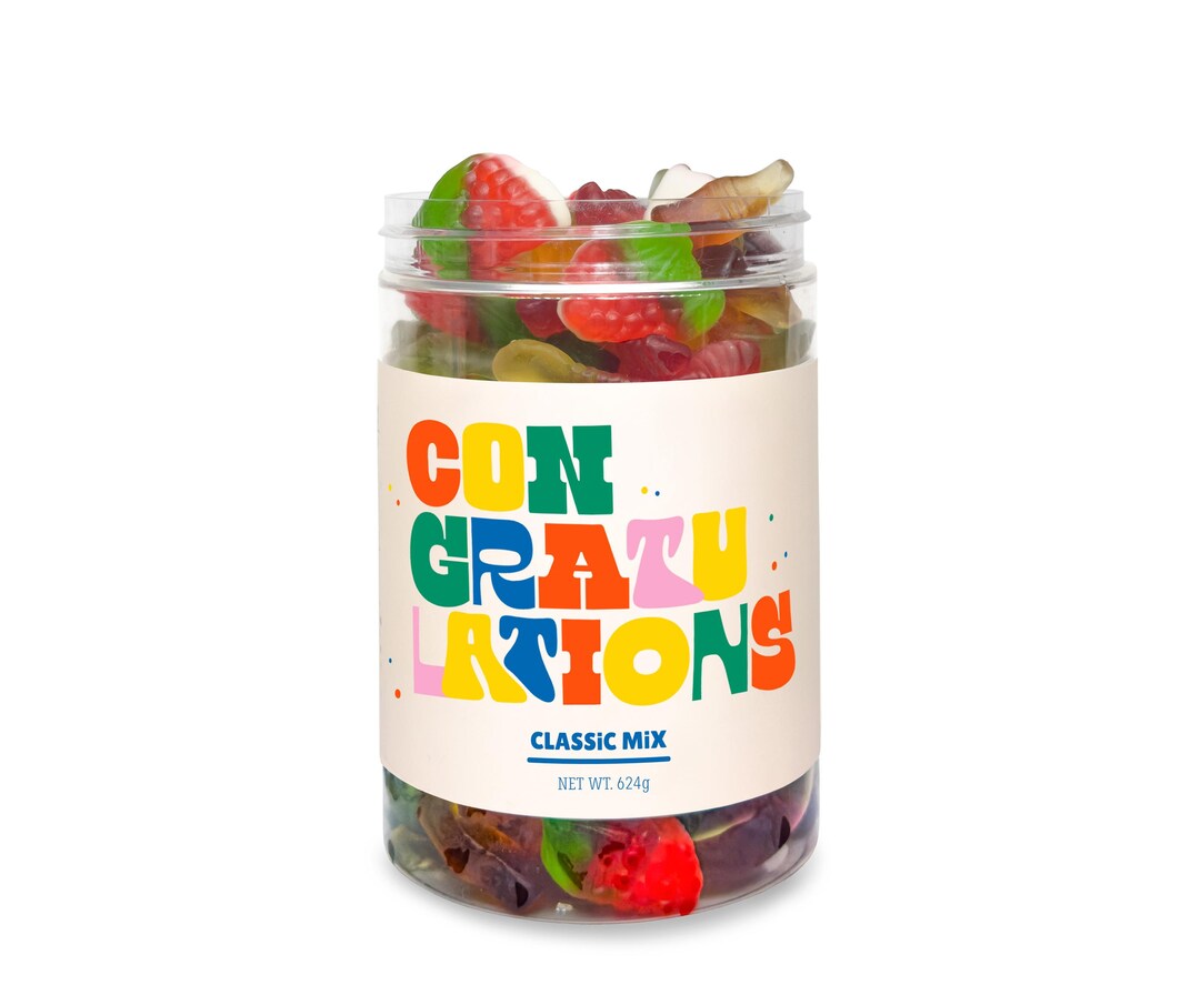 Congratulations Congrats Sweets Sweetie Gift Jar Gummy Fizzy Sweets ...